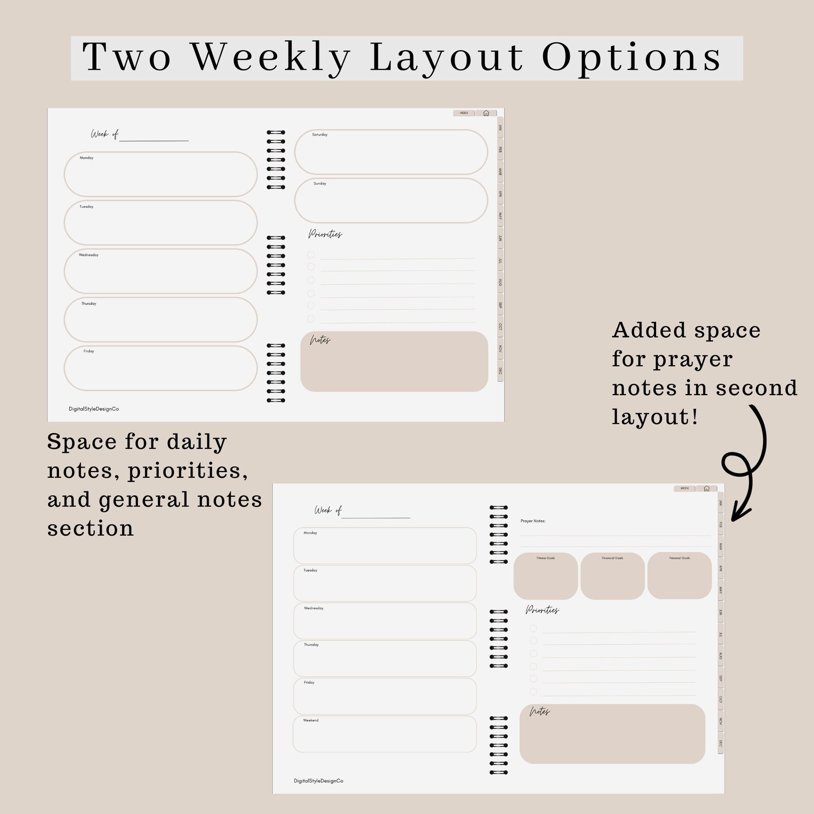 Simple Digital Planner, Editable Undated Digital Planner, Minimalist ...
