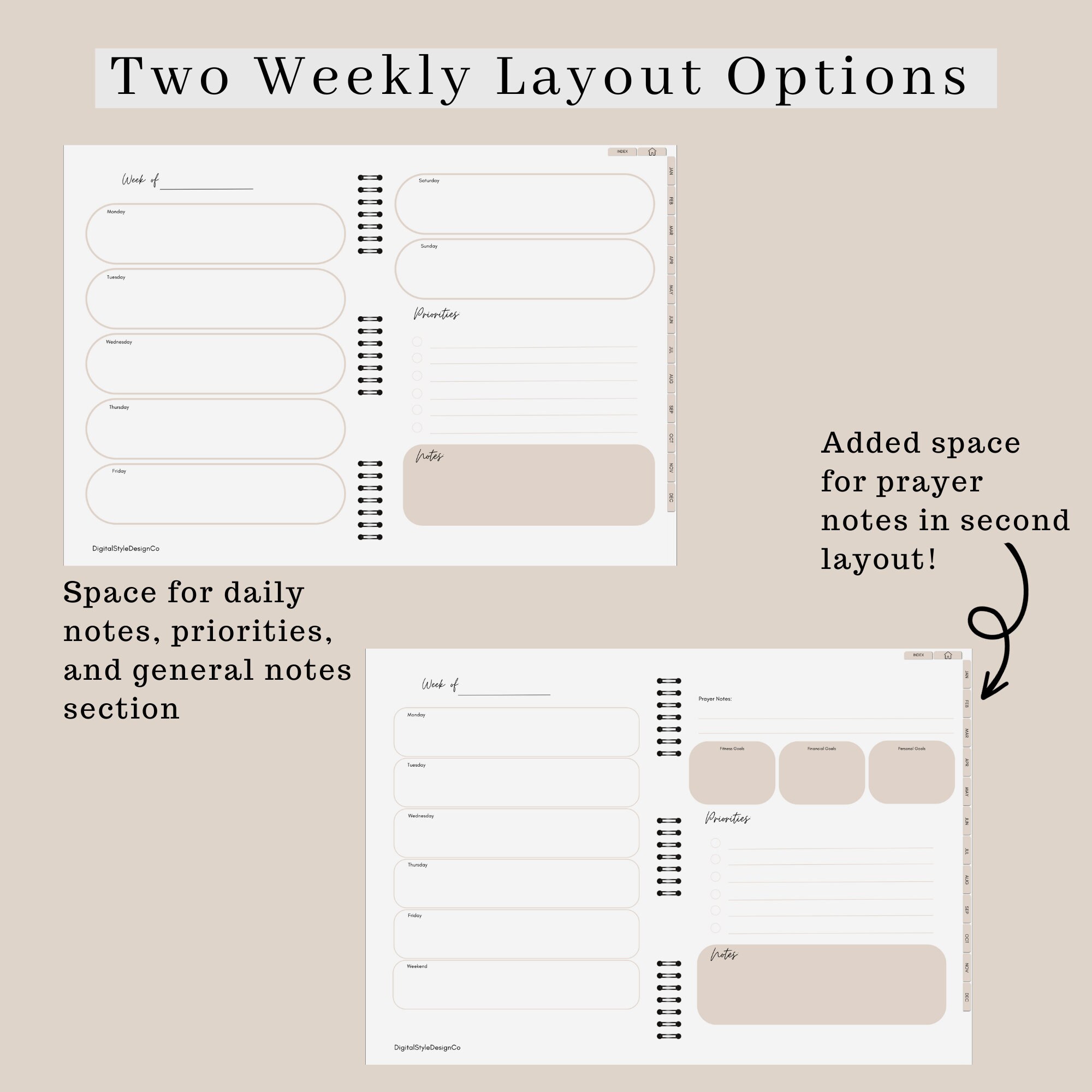 Simple Digital Planner, Editable Undated Digital Planner, Minimalist ...