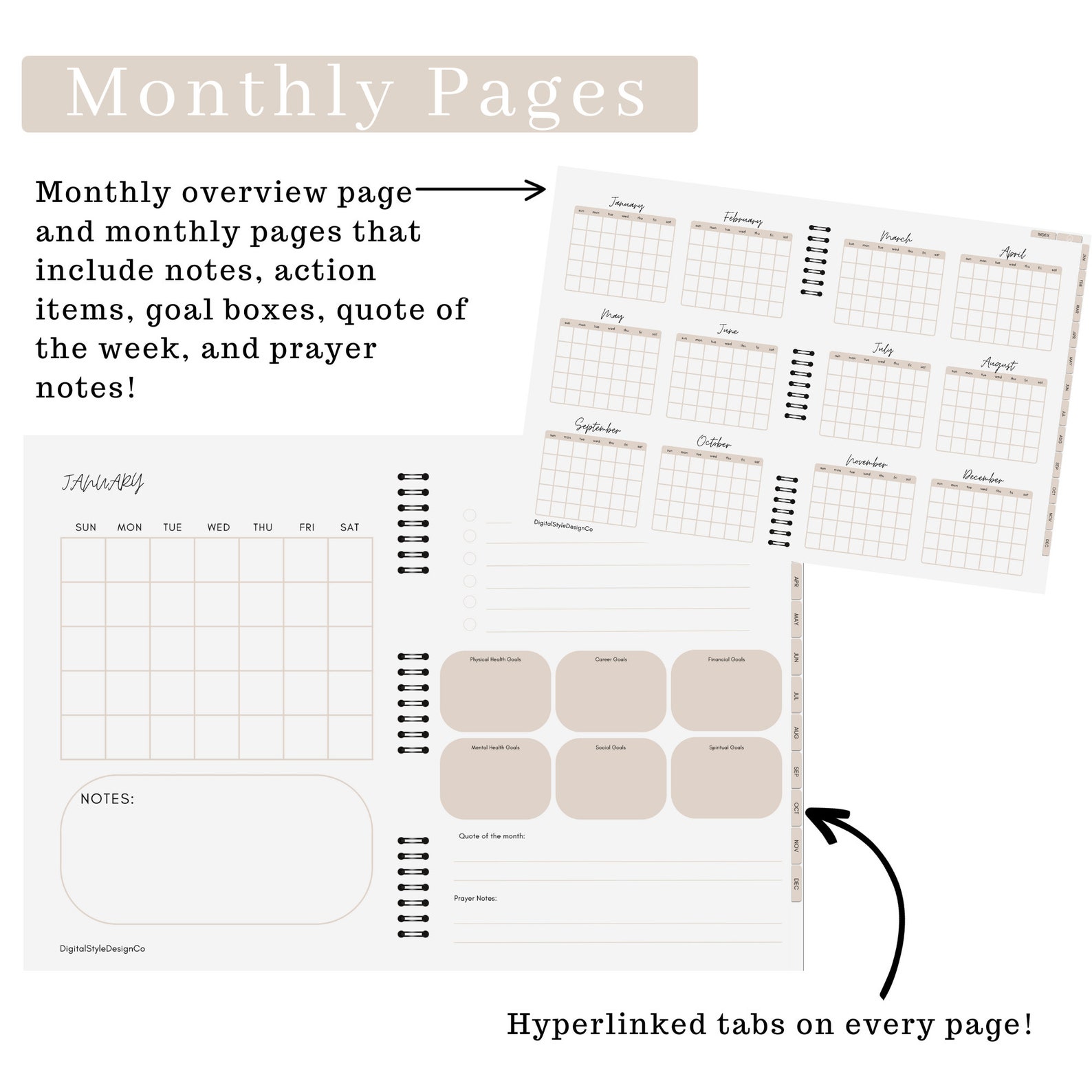 Simple Digital Planner, Editable Undated Digital Planner, Minimalist ...