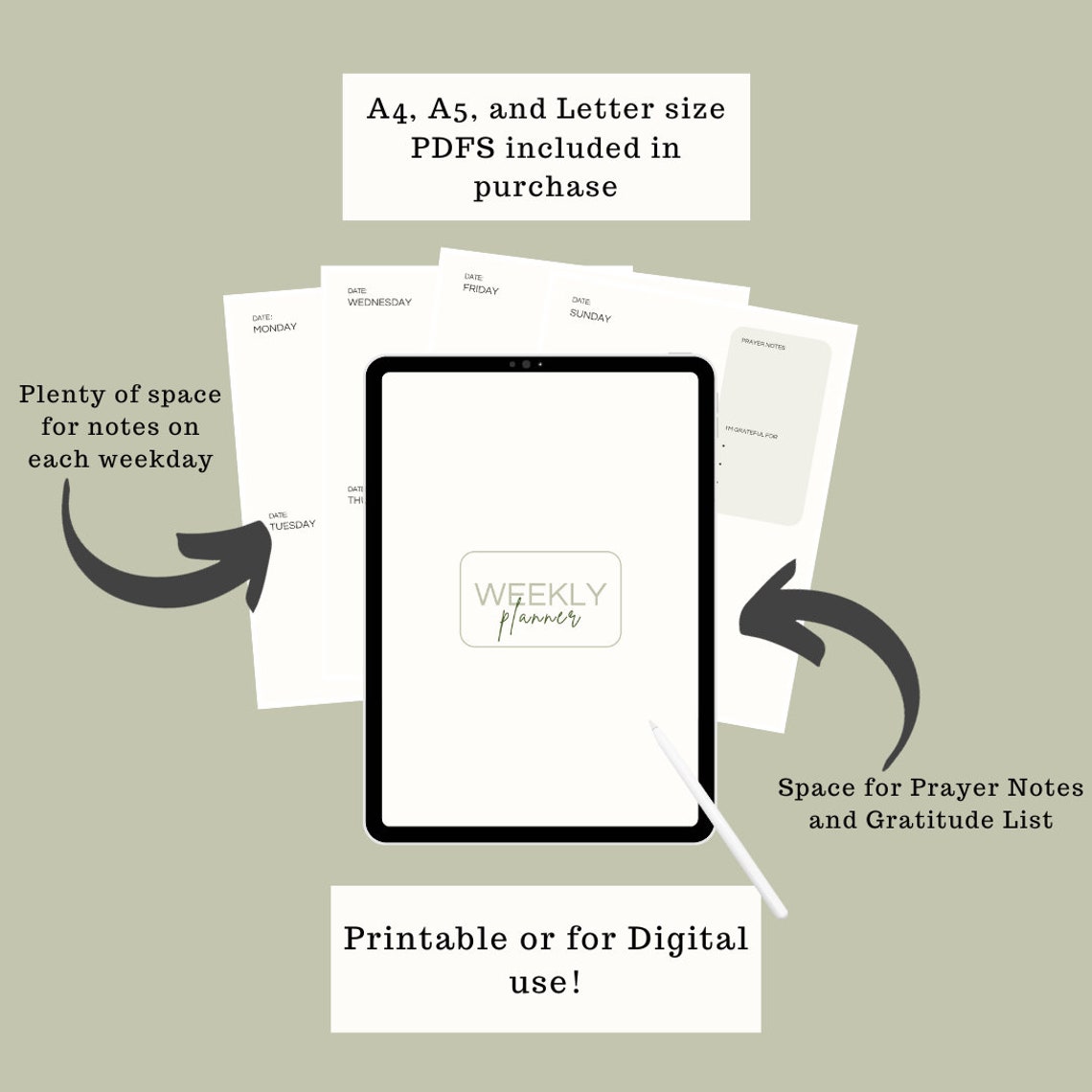 Weekly Planner With Cover Page, Weekly Planner Printable, Weekly Agenda ...