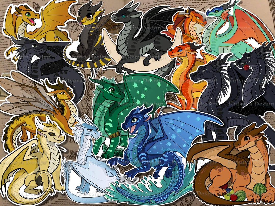 Wings of Fire Stickers Darkstalker, Peril, Winter, Starflight, Clay ...