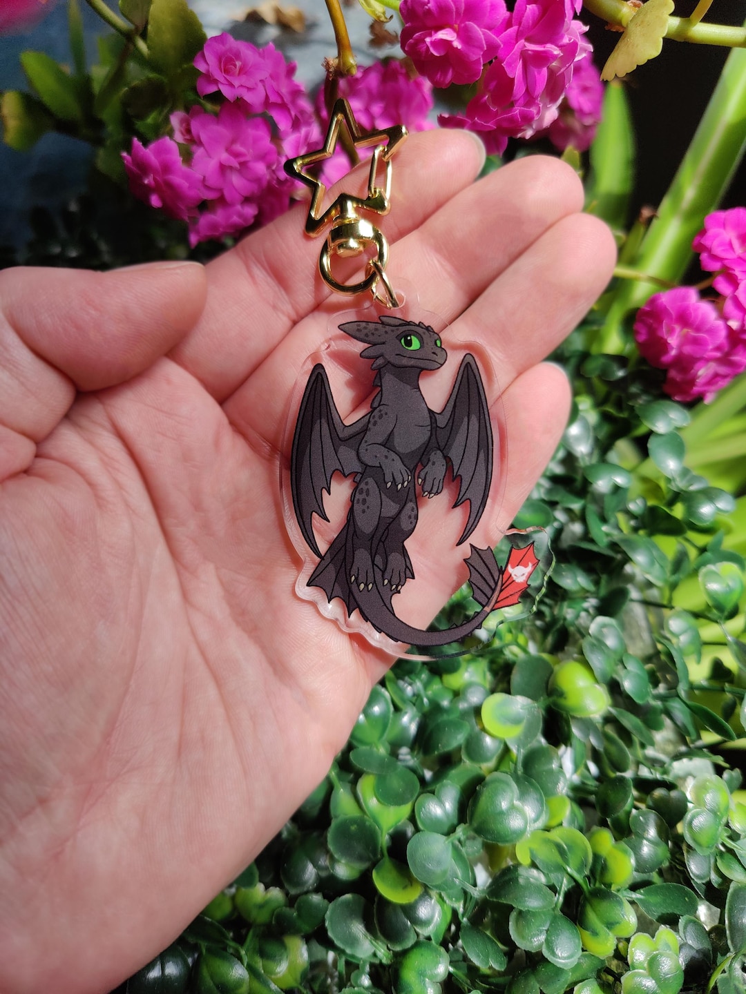 Toothless Dragon Keychain: Night Fury Acrylic Charm - Etsy