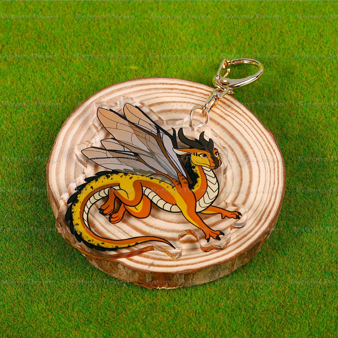 Wings of Fire Cricket Keychain – 2.5" Double-sided Acrylic Charm – Gold ...