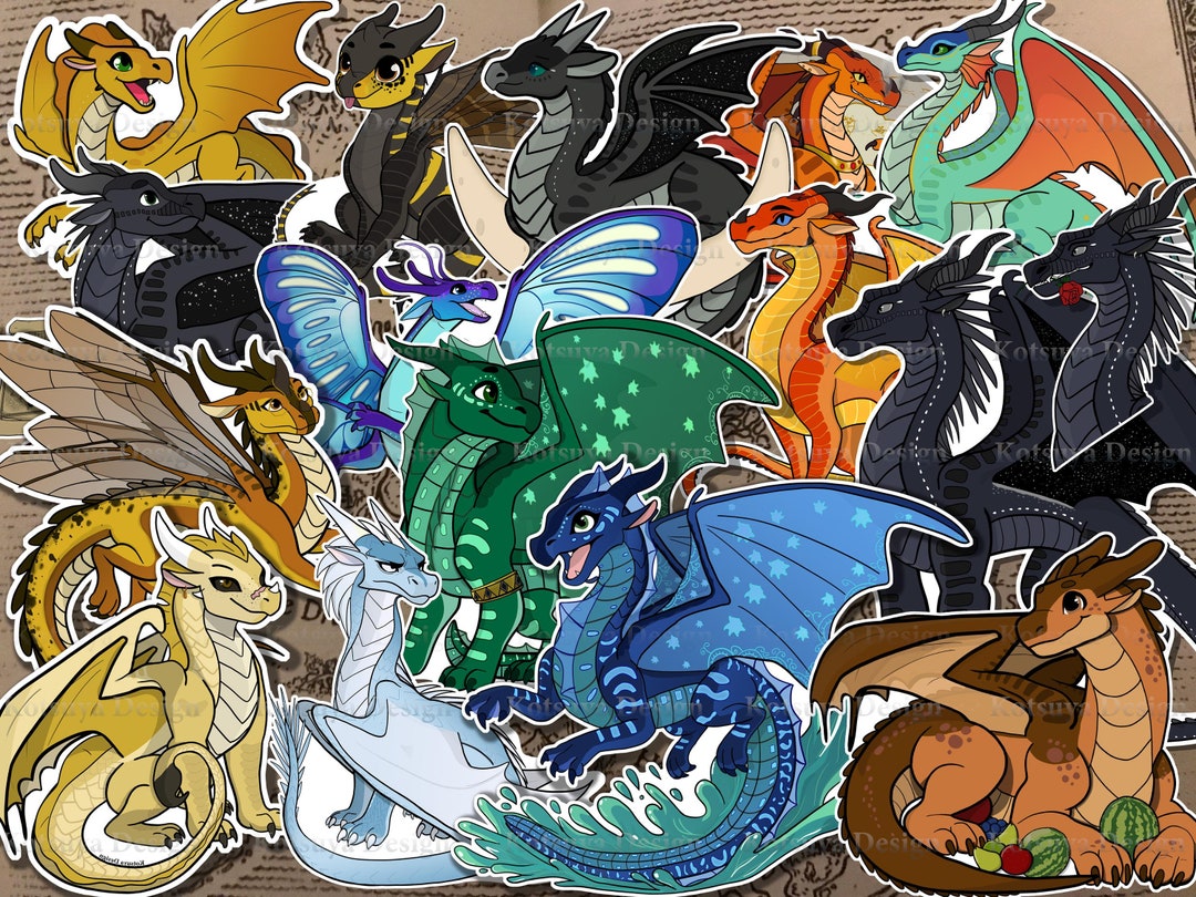 Wings of Fire Stickers Darkstalker, Peril, Winter, Starflight, Clay ...