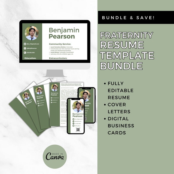 Fraternity Rush Resume Template - Etsy