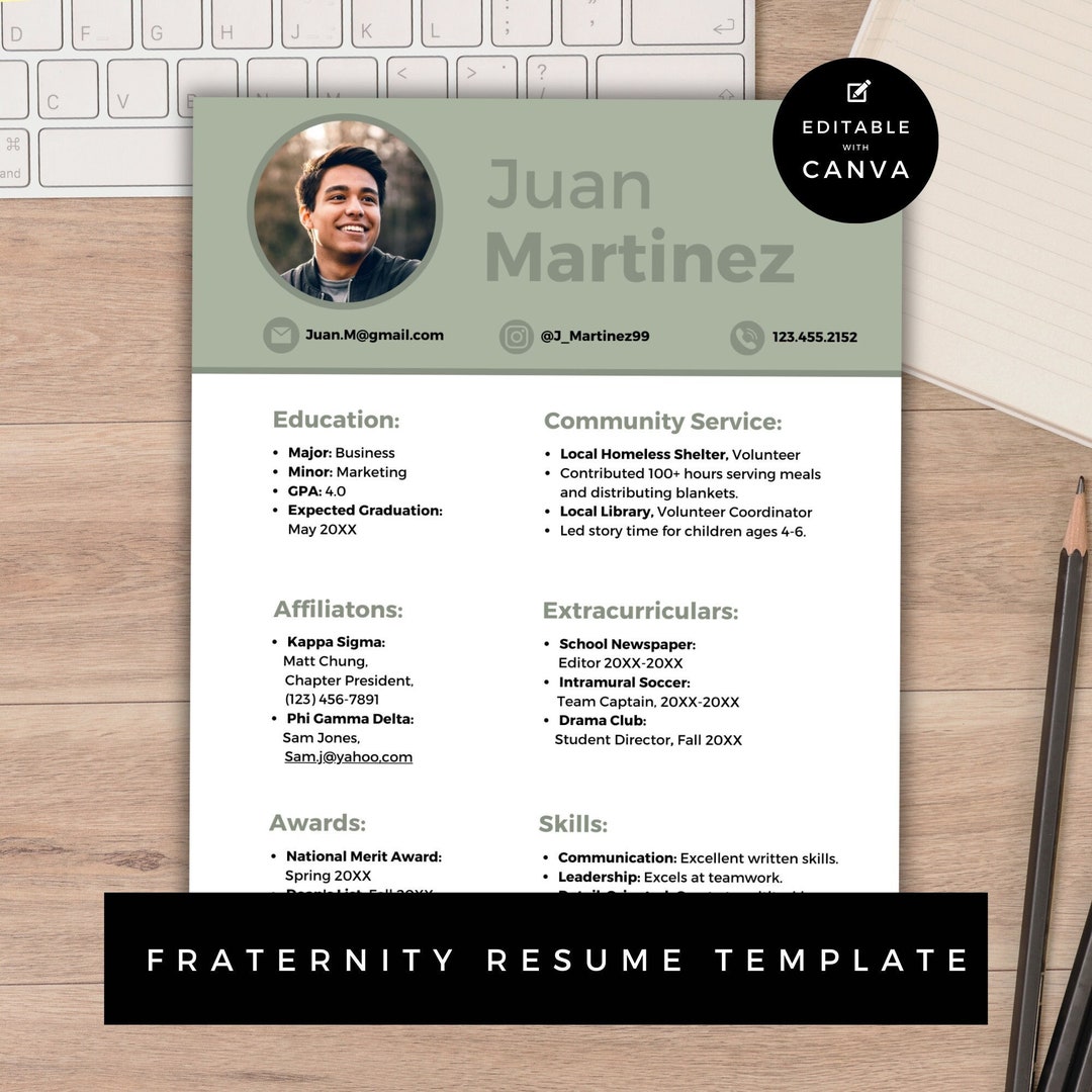 Fraternity Resume, Fraternity Rush Resume, Fraternity Resume Template ...