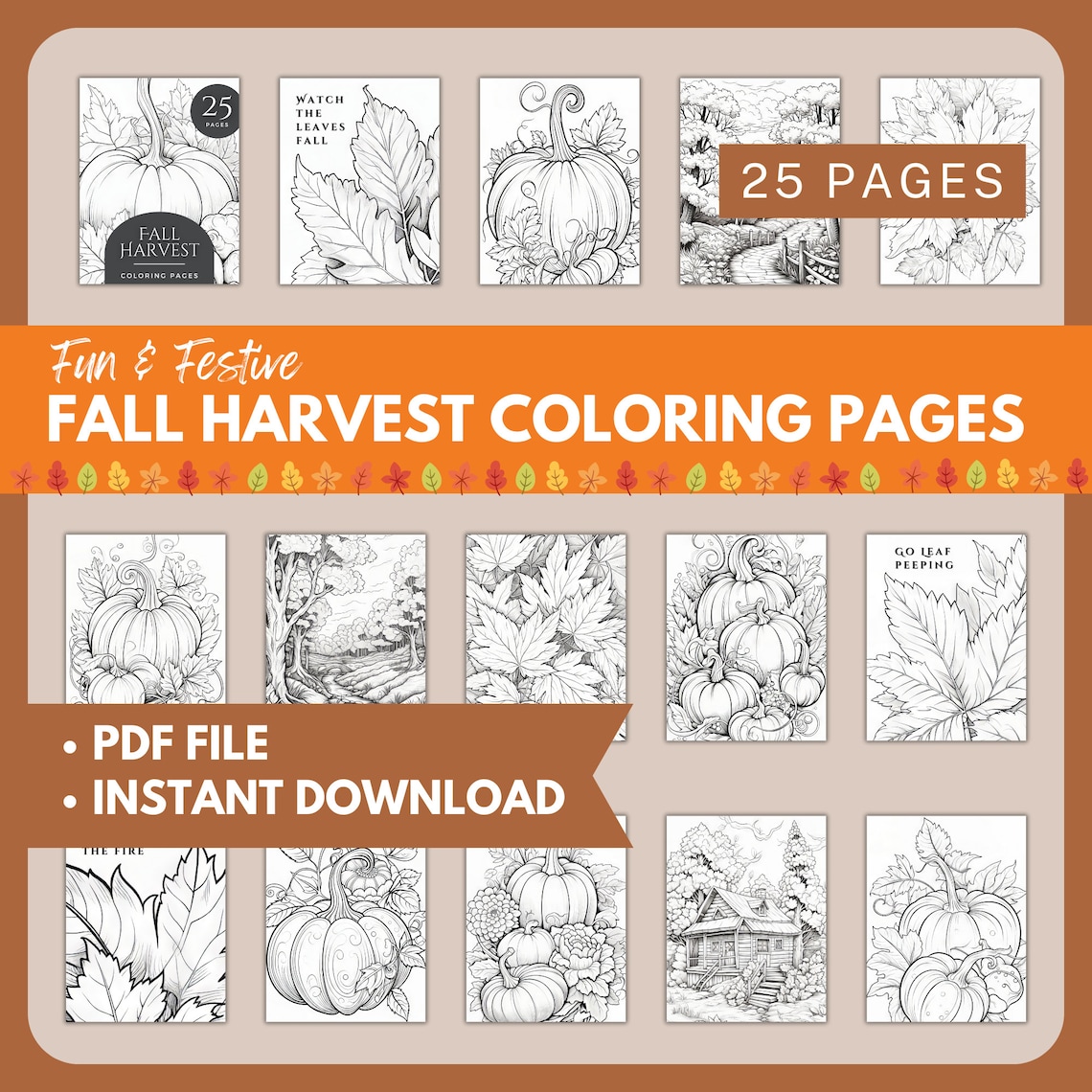 Thanksgiving Coloring Pages, Autumn Activity, Fall Printable, Pumpkin ...