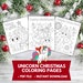 Christmas Unicorn Coloring Page for Kids Family Fun Activity - Etsy
