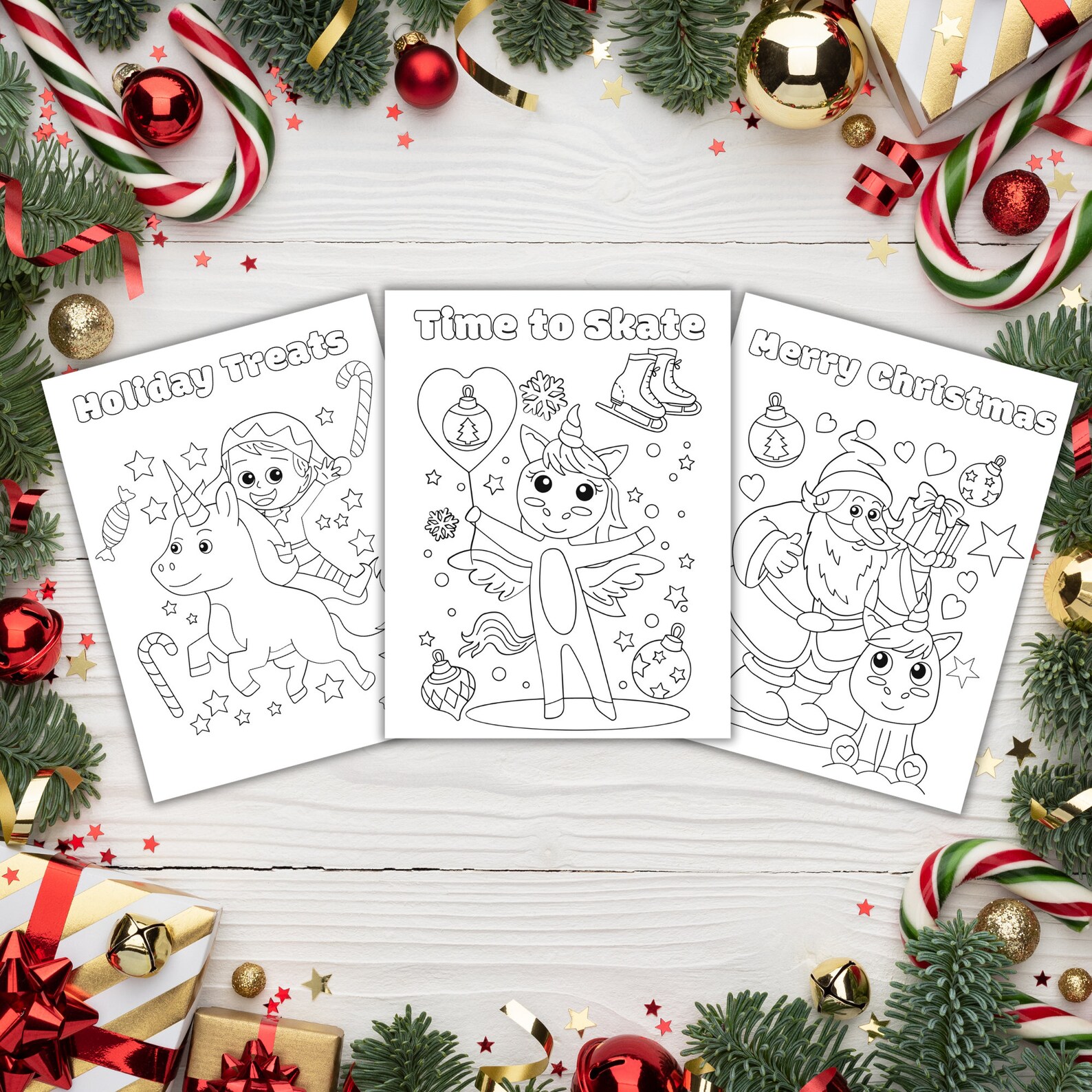 Christmas Unicorn Coloring Page for Kids Family Fun Activity - Etsy