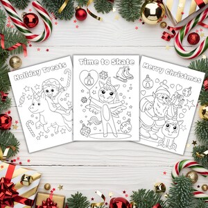 Christmas Unicorn Coloring Page for Kids, Family Fun Activity, Cute ...
