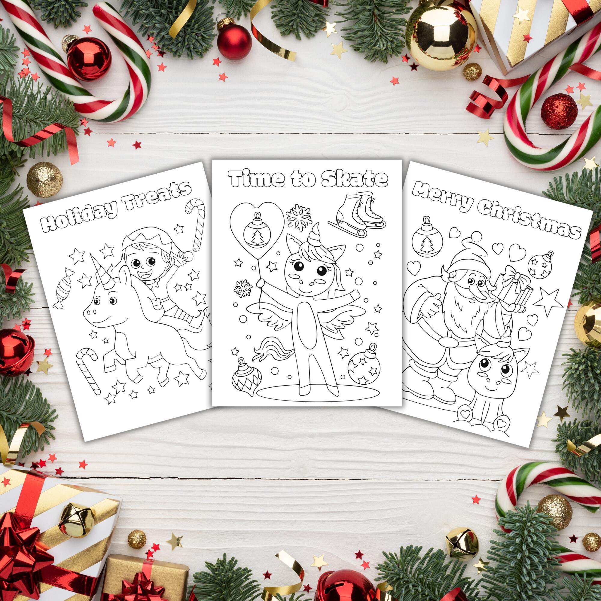 Christmas Unicorn Coloring Page for Kids Family Fun Activity - Etsy