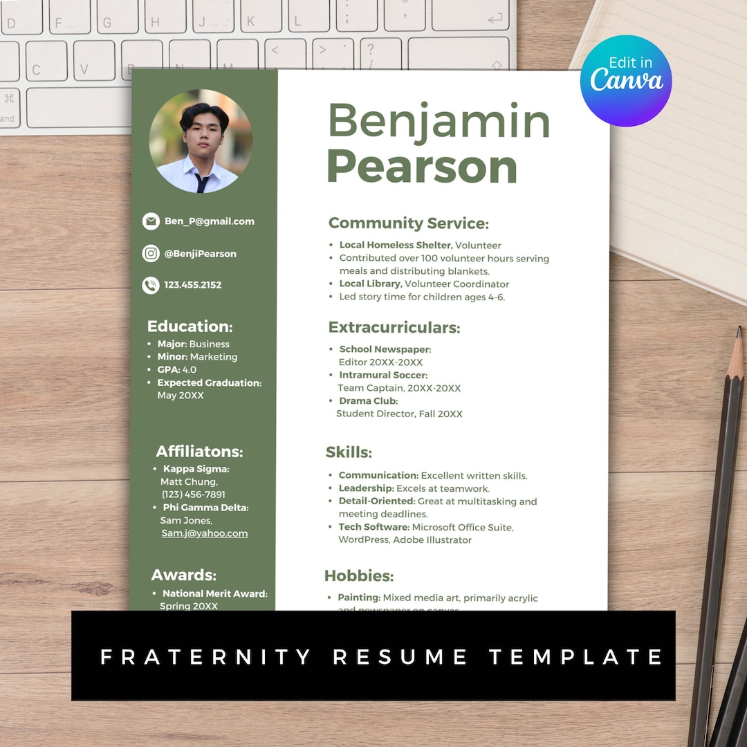 Fraternity Resume Fraternity Rush Resume Fraternity Resume - Etsy