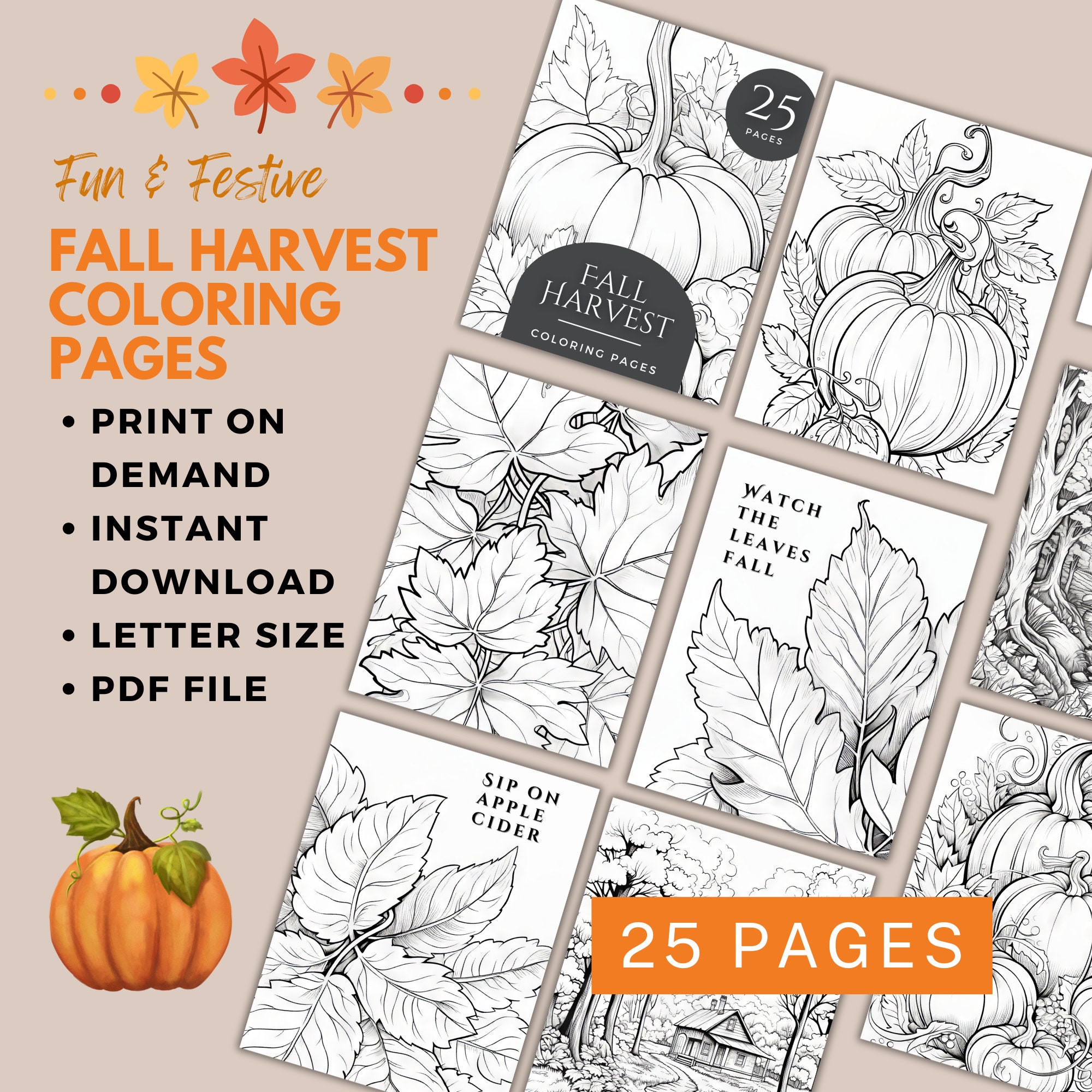 Thanksgiving Coloring Pages, Autumn Activity, Fall Printable, Pumpkin ...