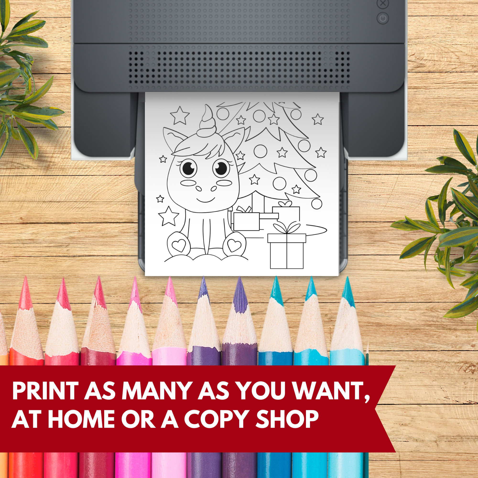 Christmas Unicorn Coloring Page for Kids Family Fun Activity - Etsy