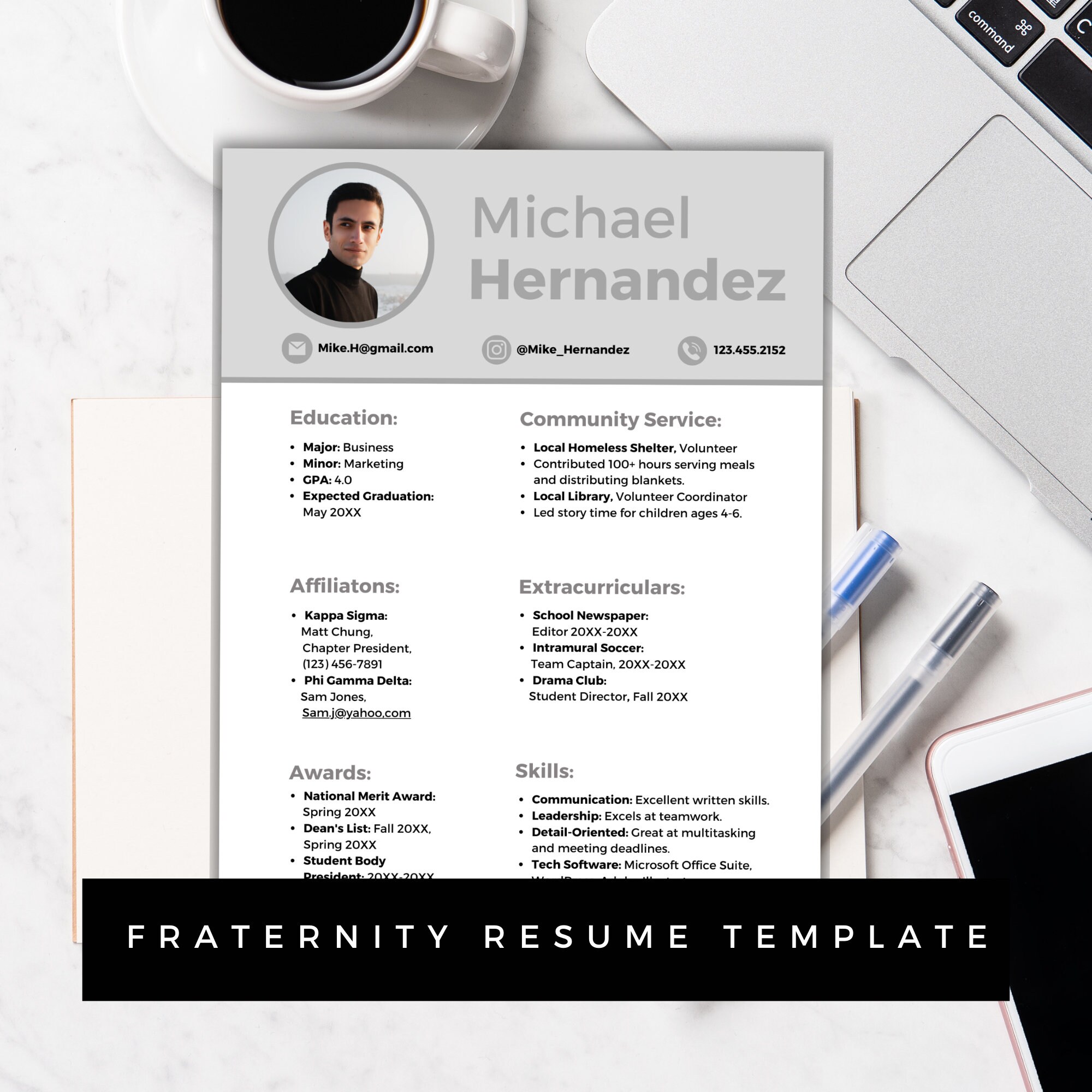 Fraternity Resume, Fraternity Rush Resume, Fraternity Resume Template ...