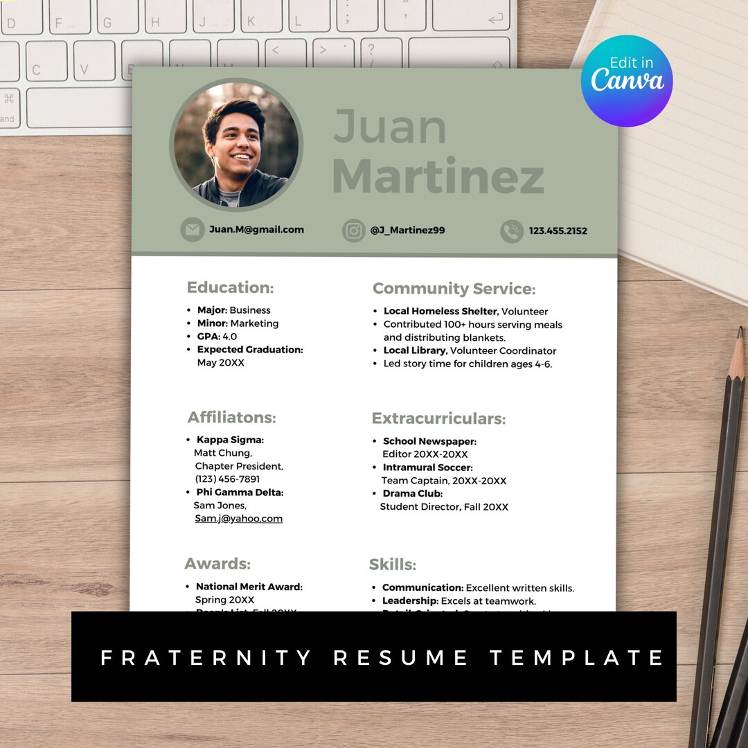 Fraternity Resume Fraternity Rush Resume Fraternity Resume - Etsy
