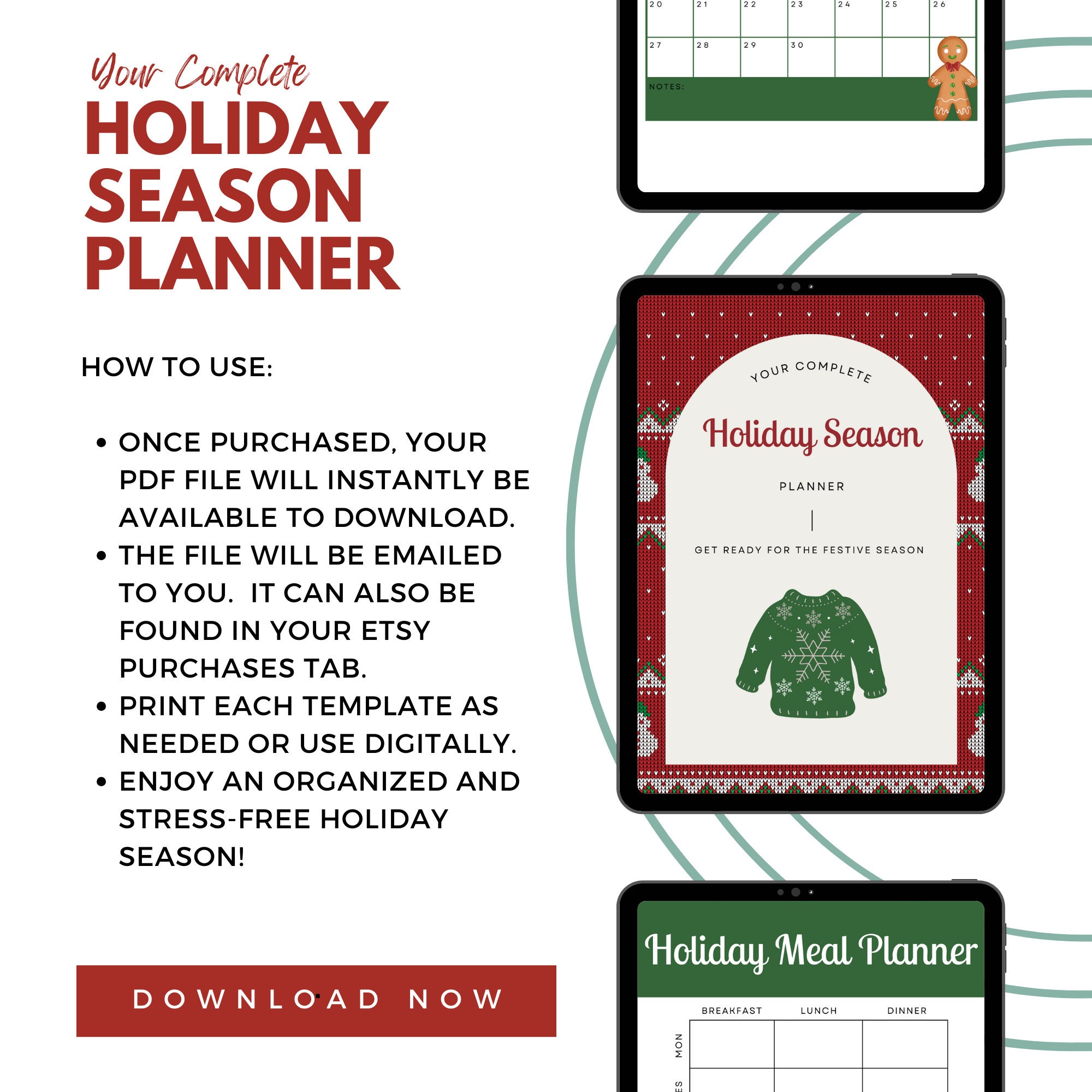 Christmas Planner Printable, Holiday Planner Template, Xmas Planner ...
