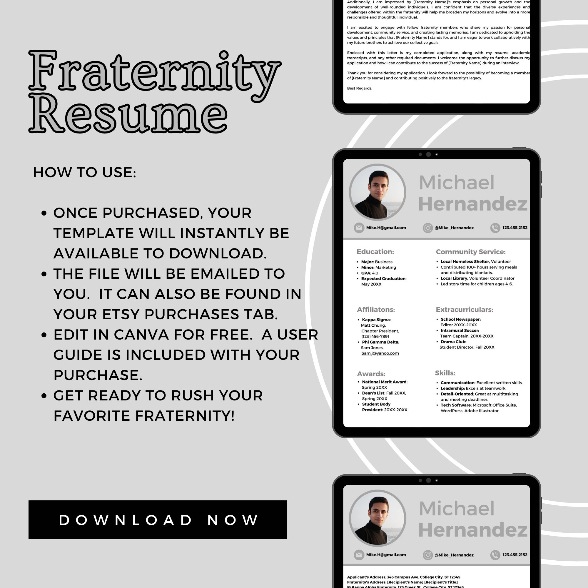 Fraternity Resume, Fraternity Rush Resume, Fraternity Resume Template ...