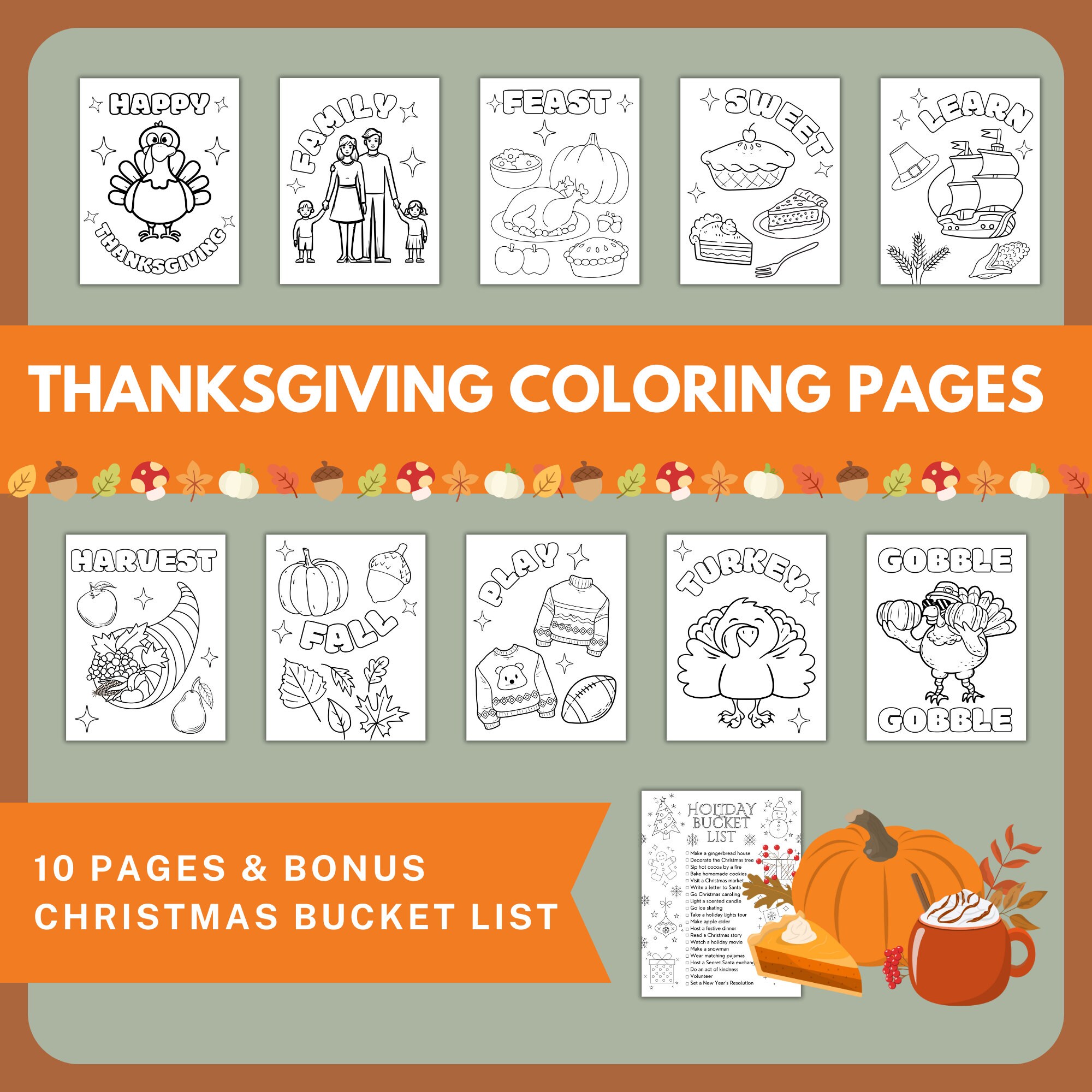 Thanksgiving Coloring Page, Autumn Activity, Fall Printable, Pumpkin ...