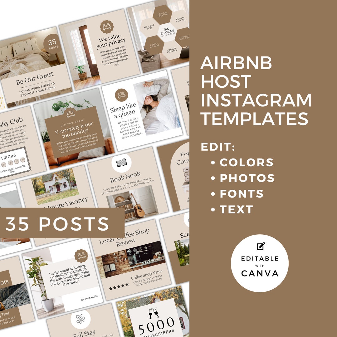 Airbnb Instagram Post Template, Editable VRBO Social Media Posts, Short ...