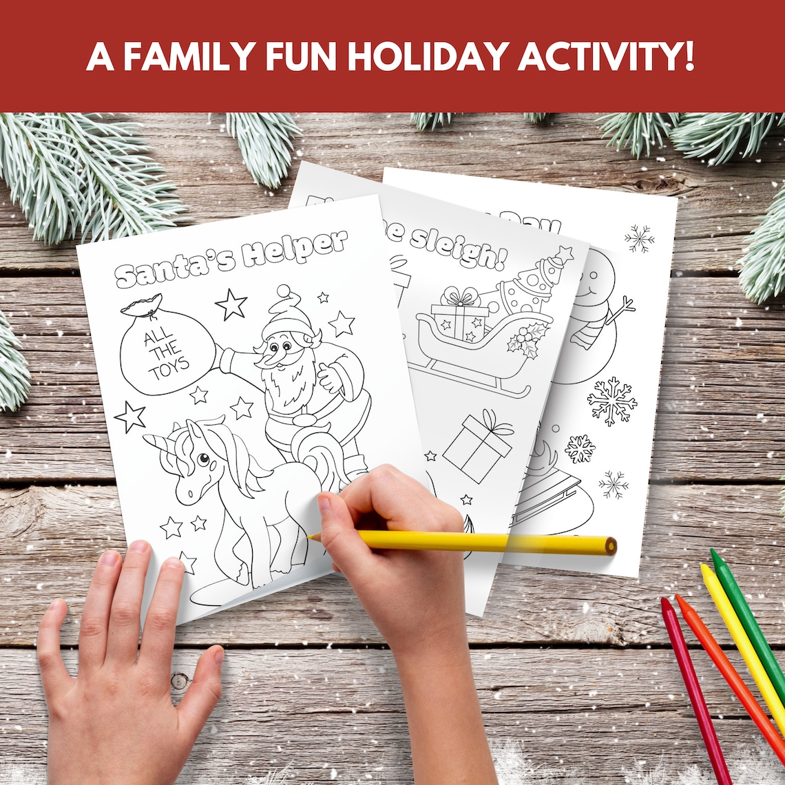 Christmas Unicorn Coloring Page for Kids Family Fun Activity - Etsy