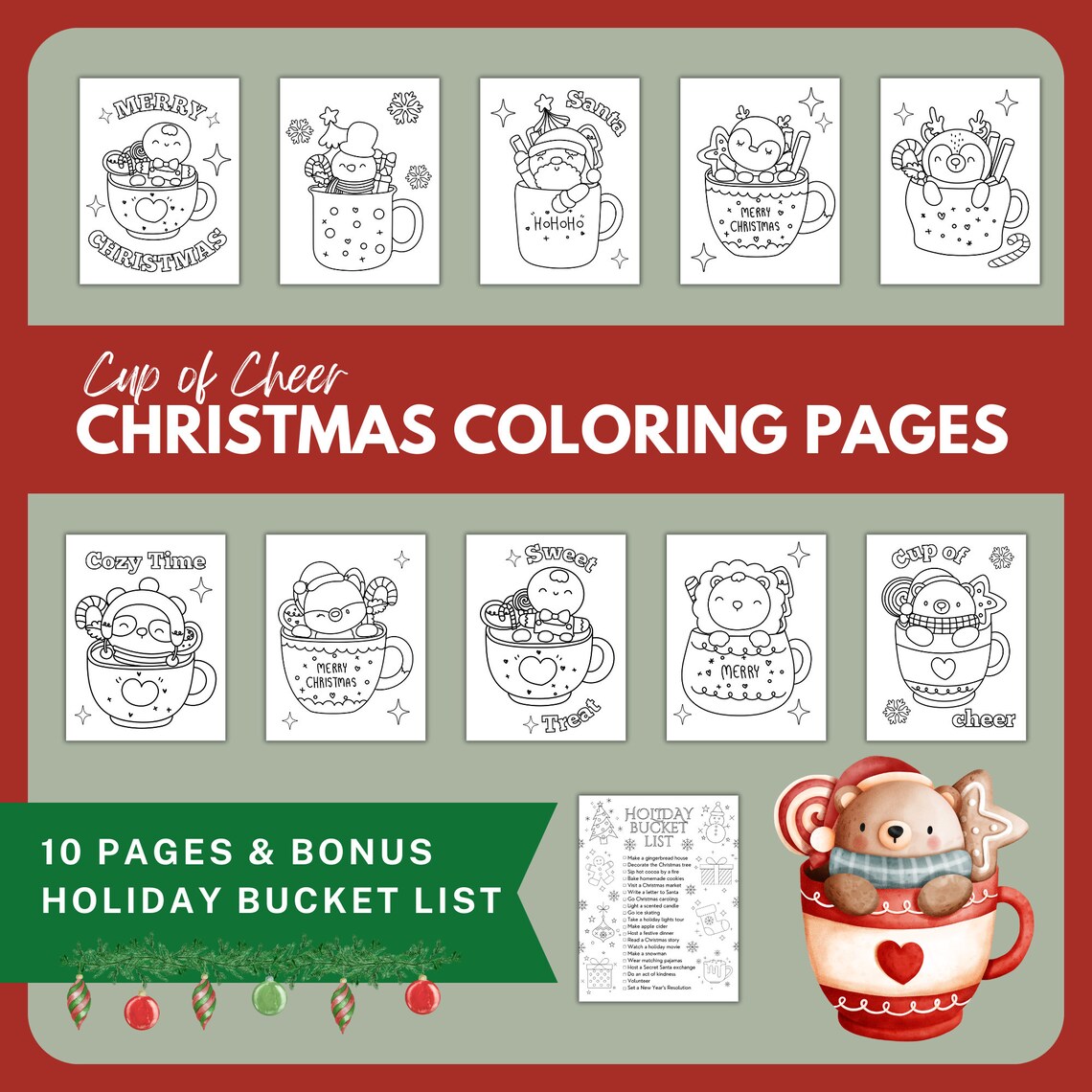 Christmas Coloring Page, Holiday Game Activity, Christmas Printable ...