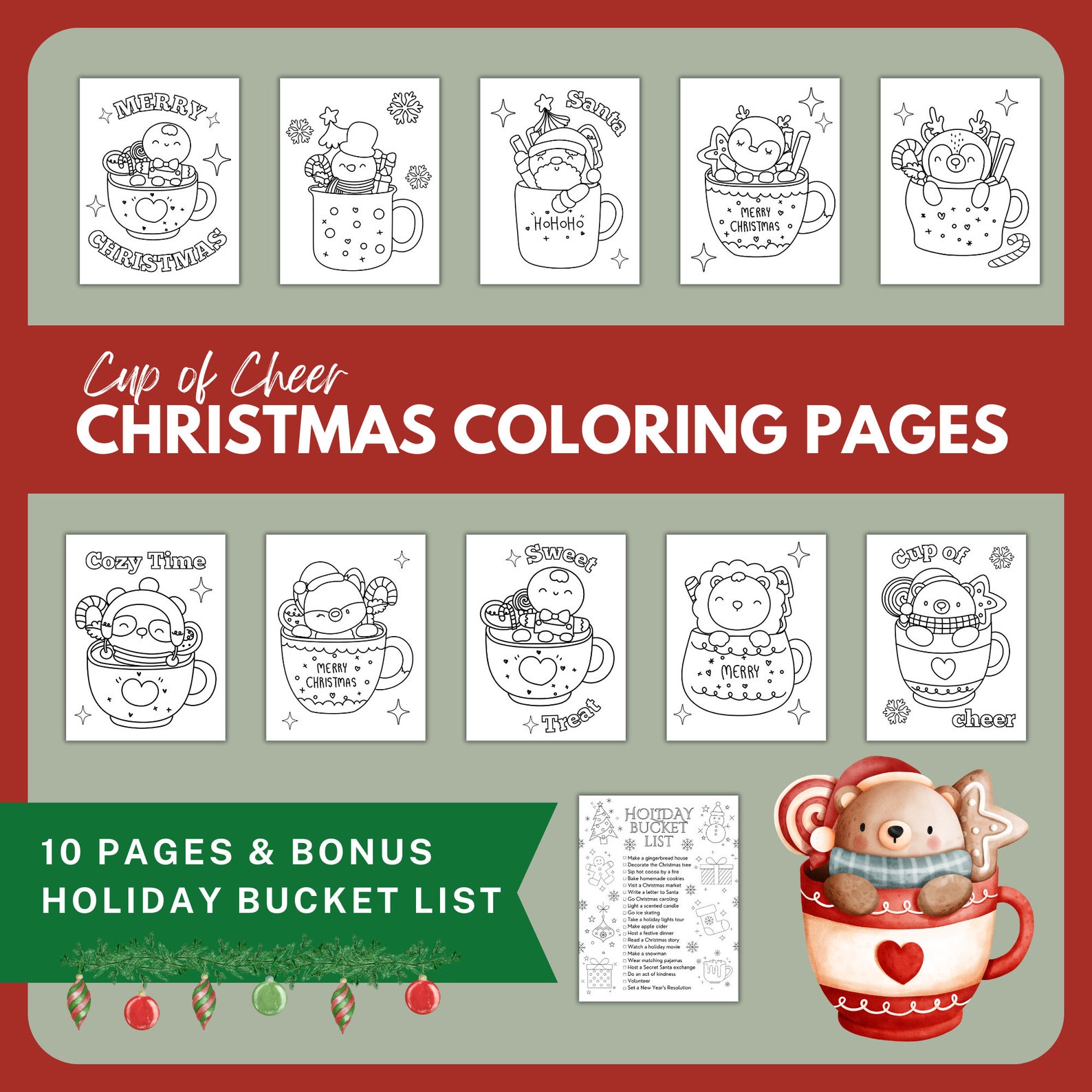 Christmas Coloring Page, Holiday Game Activity, Christmas Printable ...