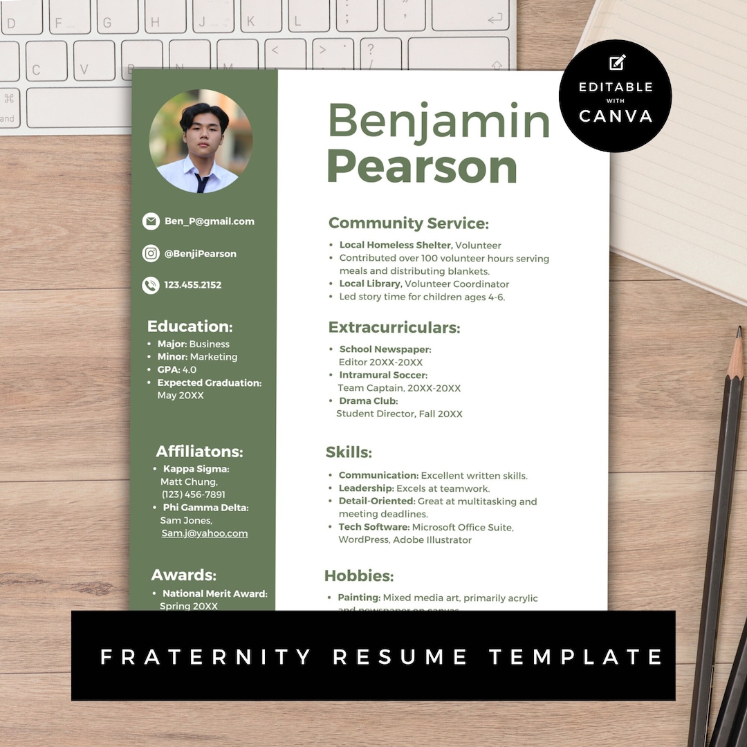 Fraternity Resume, Fraternity Rush Resume, Fraternity Resume Template ...