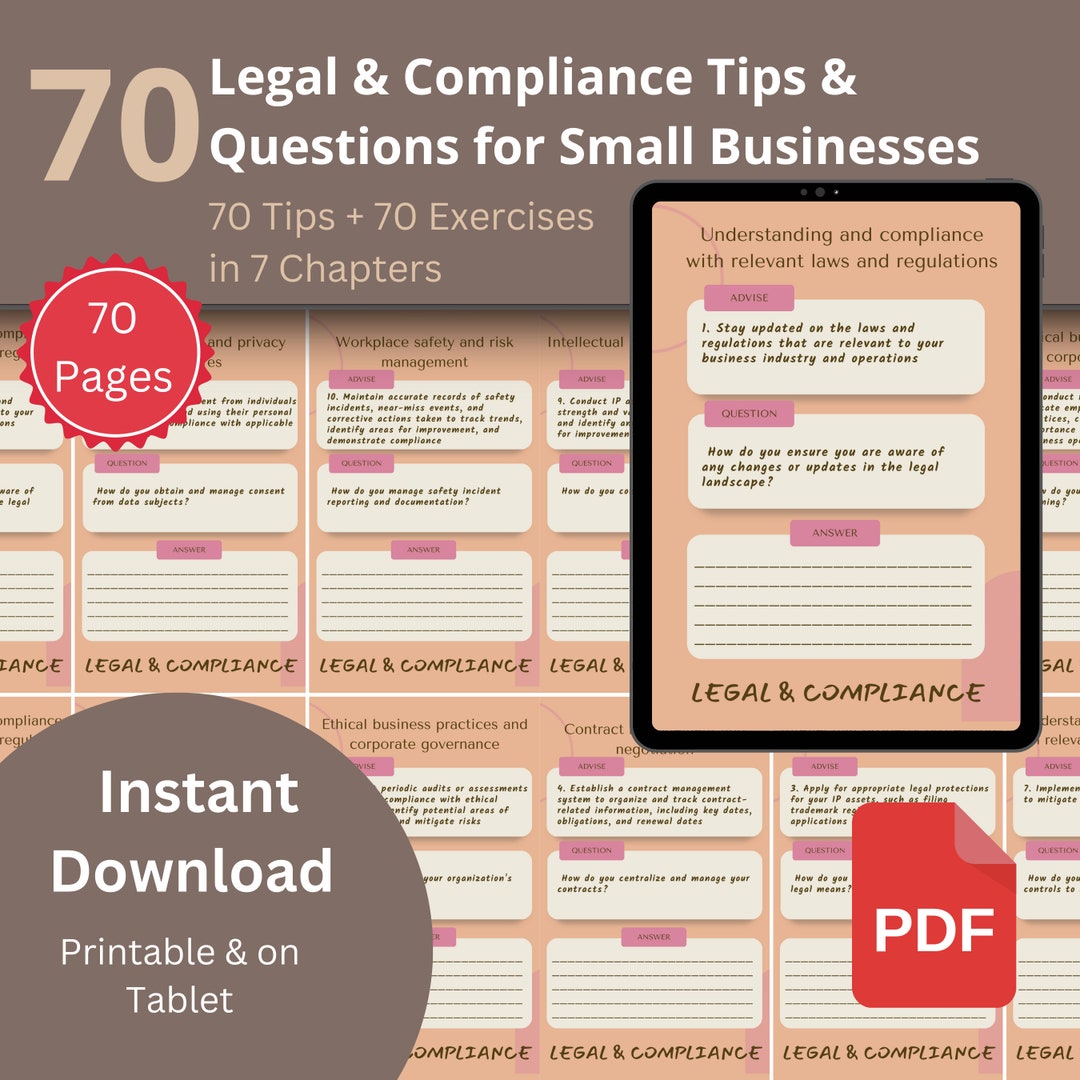 70 Legal & Compliance Exercises for Small Business (PDF) - Etsy