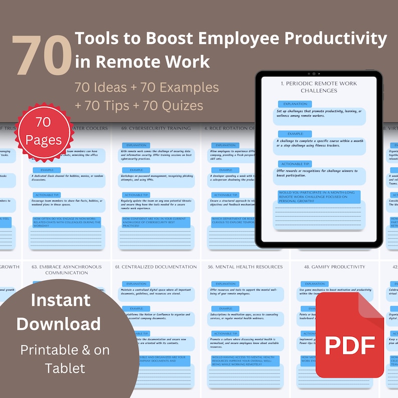Remote Work: 70 Employee Well-being & Productivity Tools (PDF) - Etsy