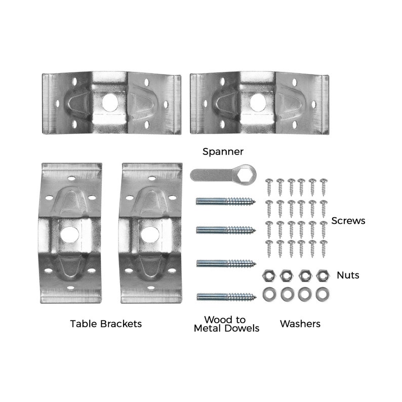 Table Corner Brackets Braces Heavy Duty 130mm Complete Set With Spanner ...