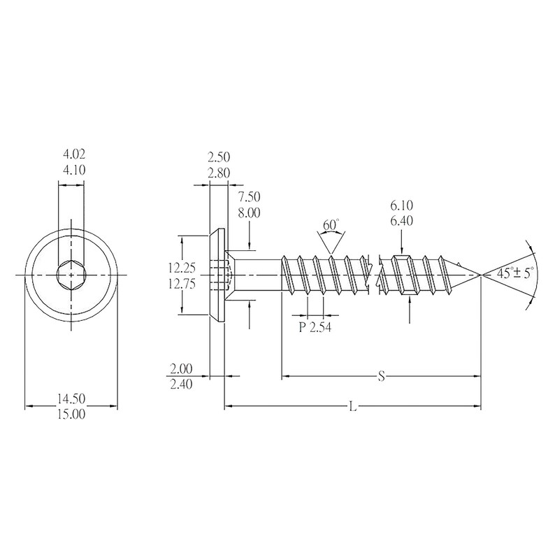 90mm Furniture Wood/timber Connector Screws Hex Drive Steel Flat Head ...
