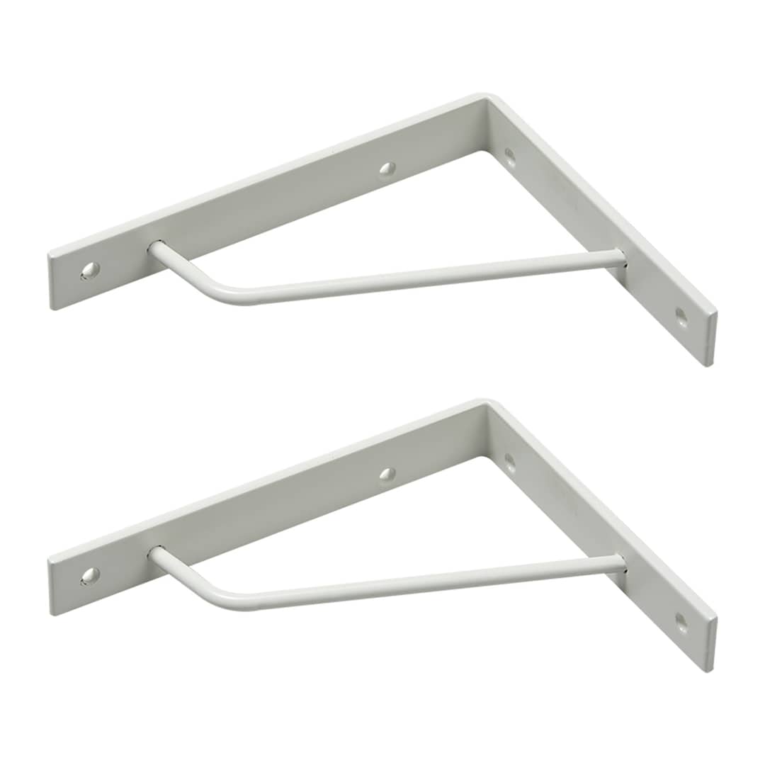 White Shelf Brackets Heavy Duty Steel Modern Design 180mm L X 140mm H X ...