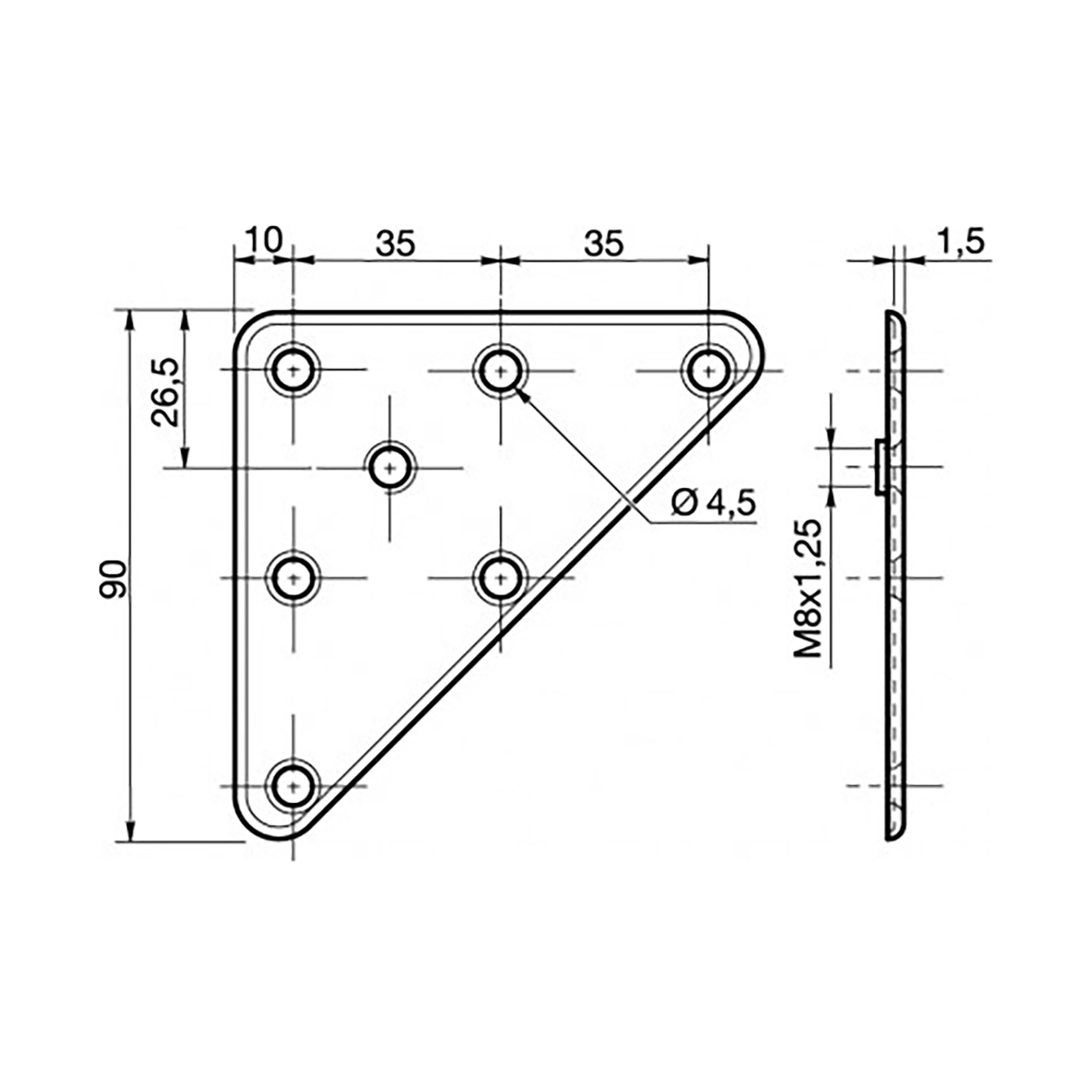 M8 Triangular Furniture rounded Corners Fixing Plates Flat - Etsy
