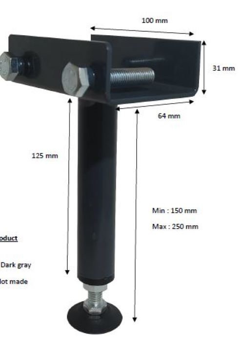 Grey Large Fully Adjustable Universal Bed Centre Rail Support Foot With ...