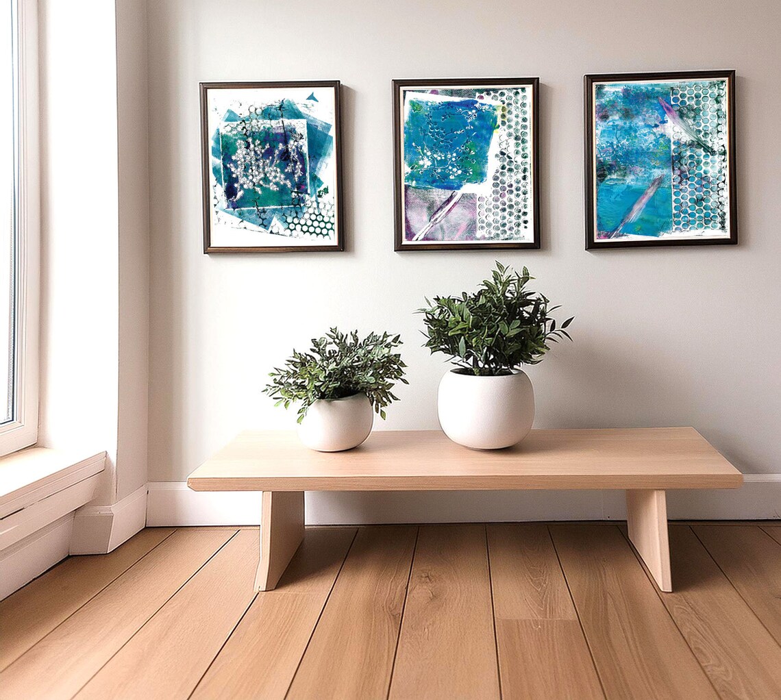 Printable Original Modern Floral Prints Set of 3 - Etsy
