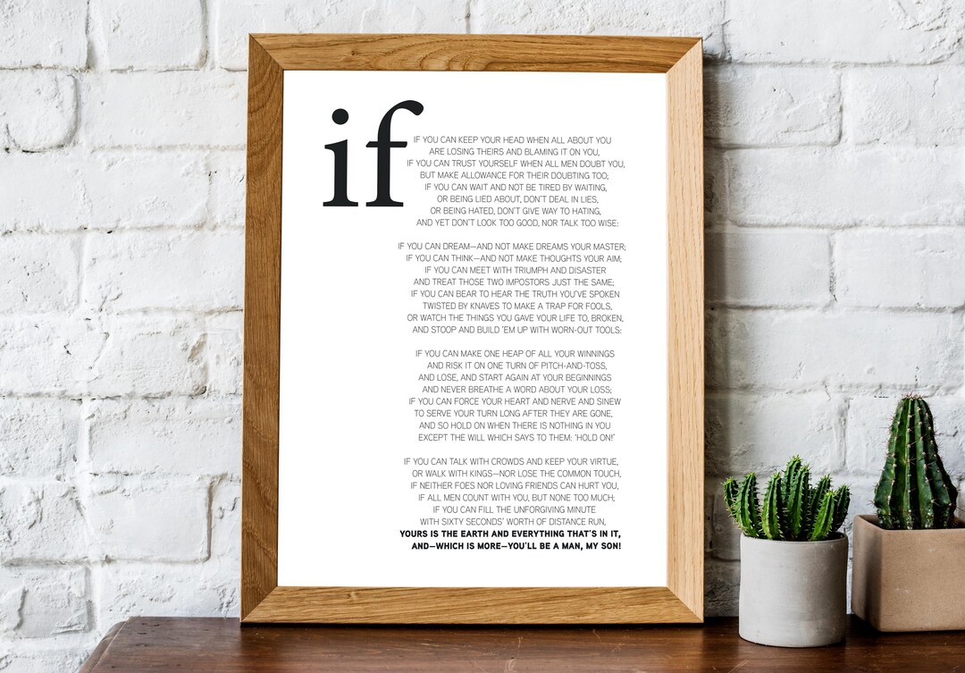 If, by Rudyard Kipling Print, Printable Wall Art Prints, Inspirational ...