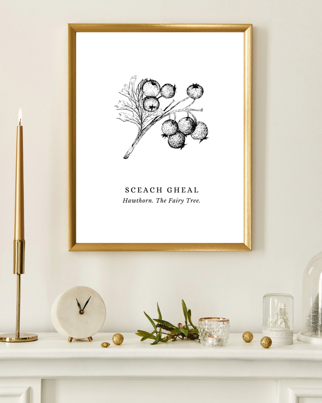 Digital Print: Hawthorn Tree in Irish Language, Gaeilge. - Etsy