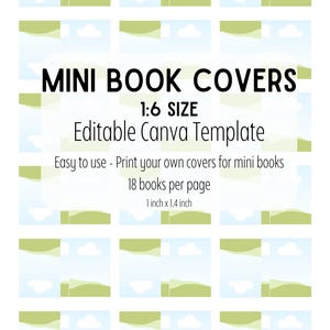 Mini-book Cover Template 1:6 Size - Editable Canva File for Book Cover ...