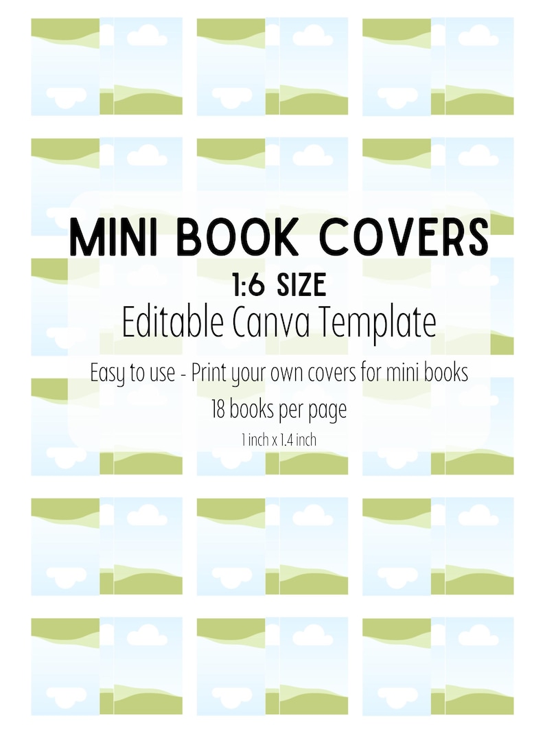 Mini Book Cover Template – 1:6 Scale, Editable Canva File (digital ...