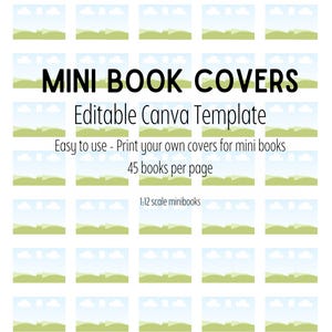 1:12 Mini-book Cover Template - Editable Canva File for Book Cover ...