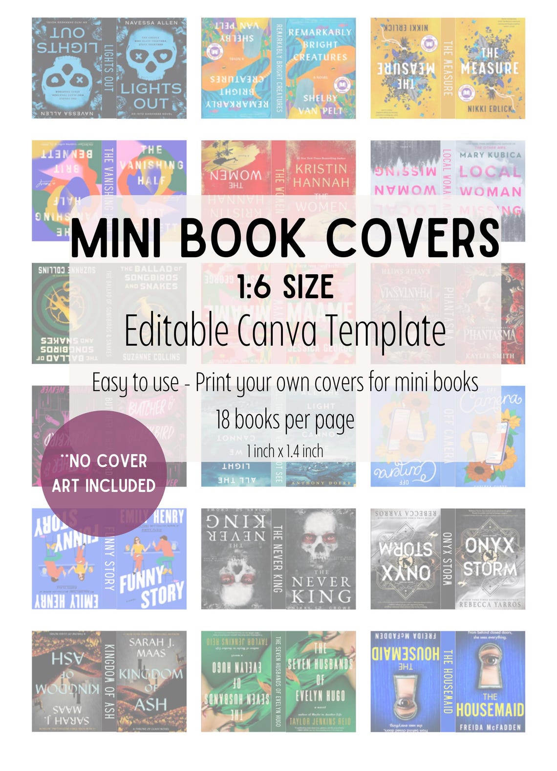 Mini Book Cover Template – 1:6 Scale, Editable Canva File (digital ...