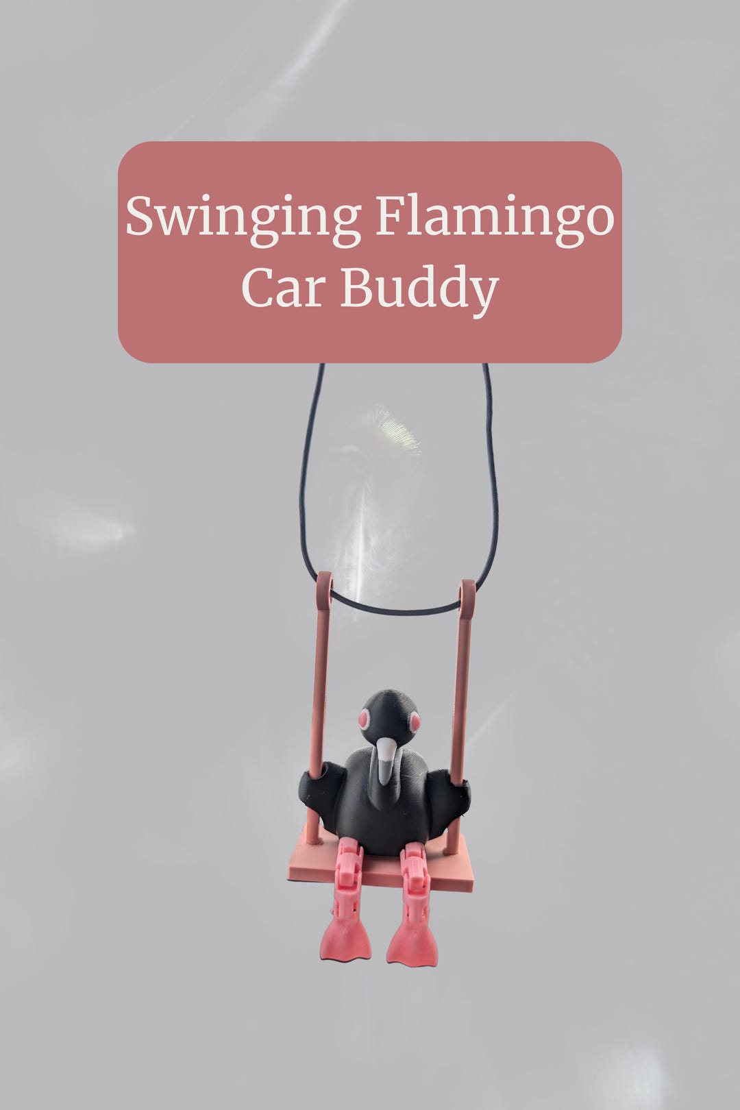 Swinging Black Flamingo Car Buddy | Hanging Bird Rearview Mirror Charm ...