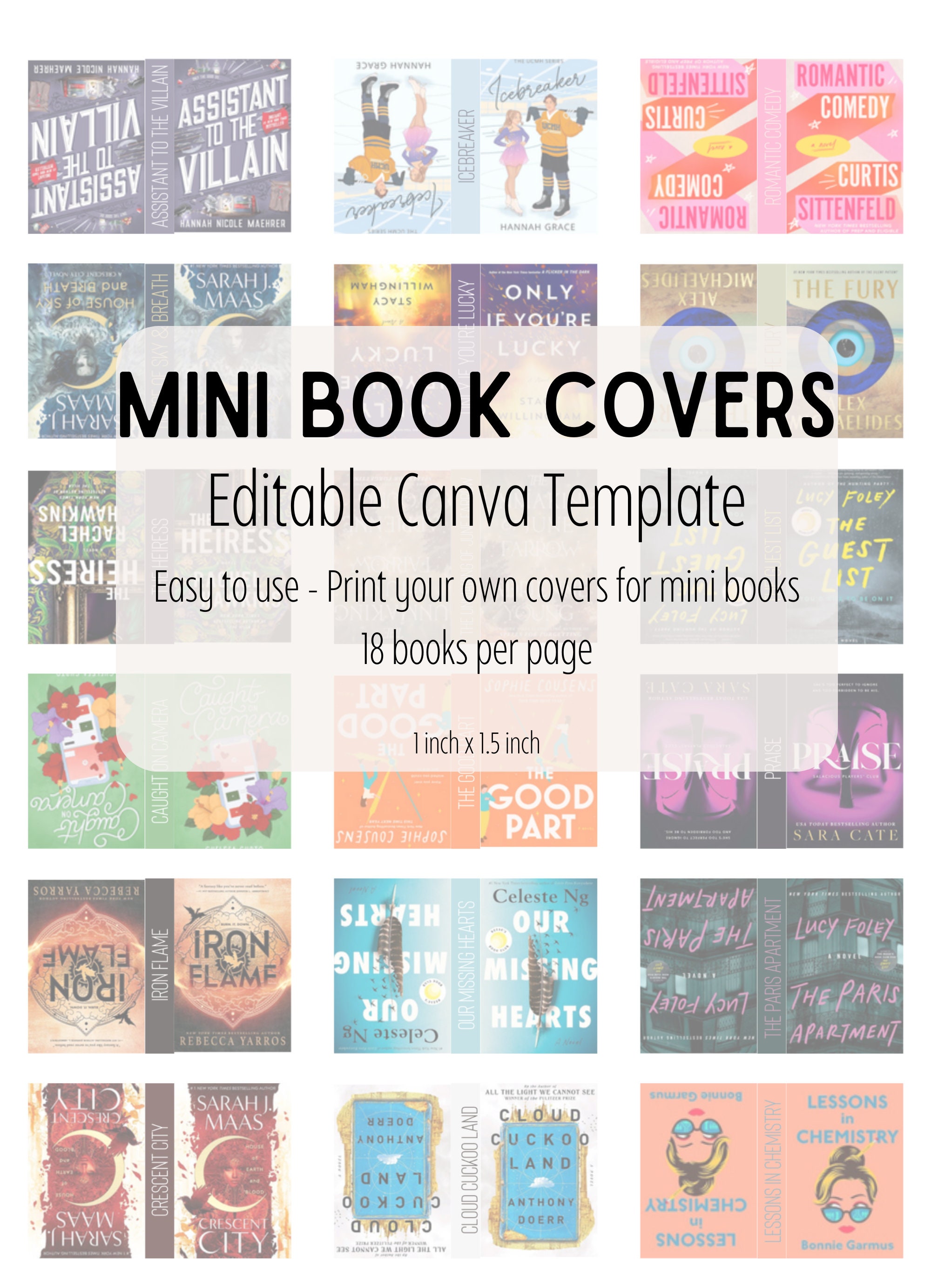 Mini-book Cover Template Editable Canva File for Book Cover Front, Back ...
