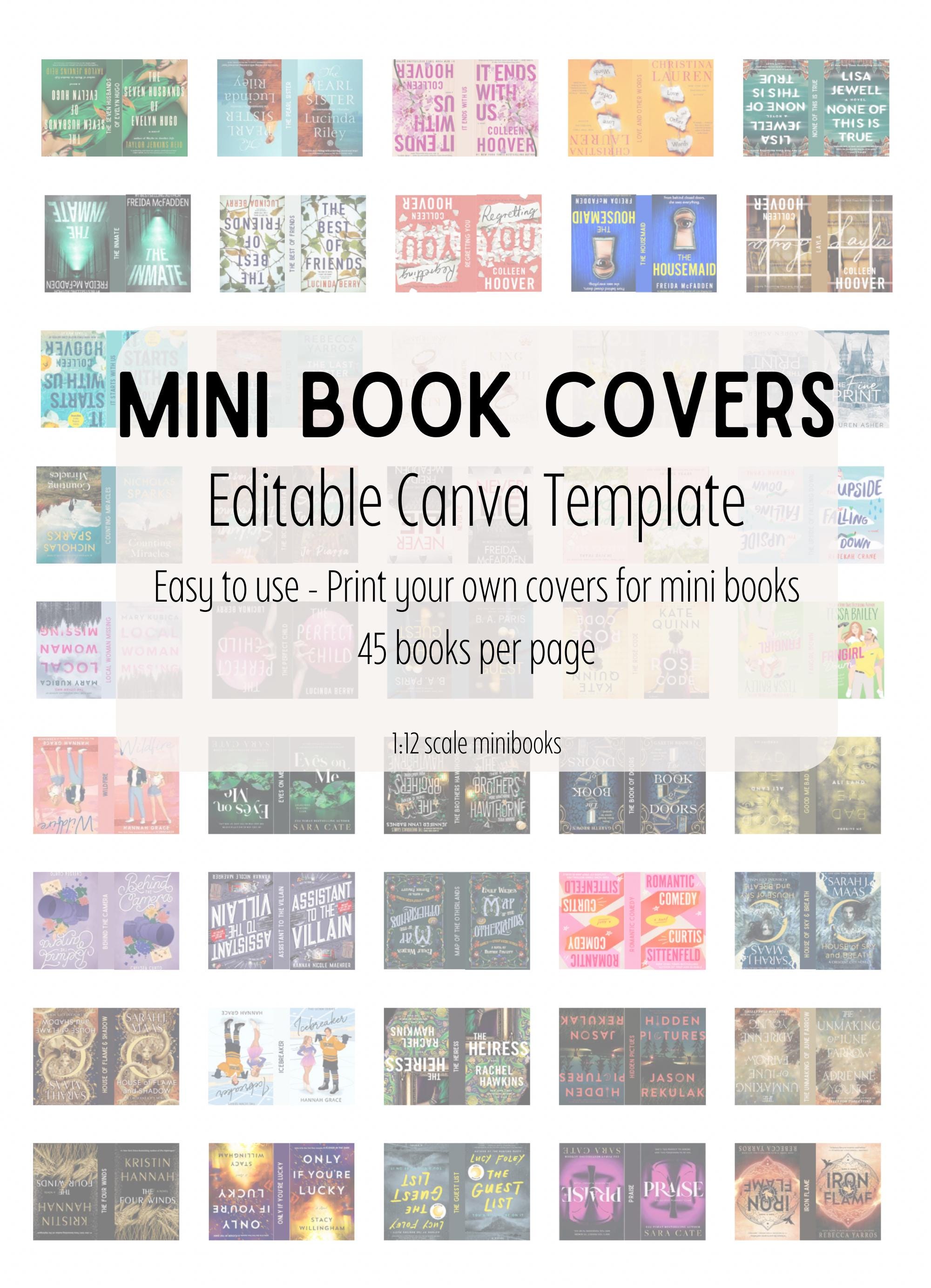 1:12 Mini-book Cover Template Editable Canva File for Book Cover Front ...