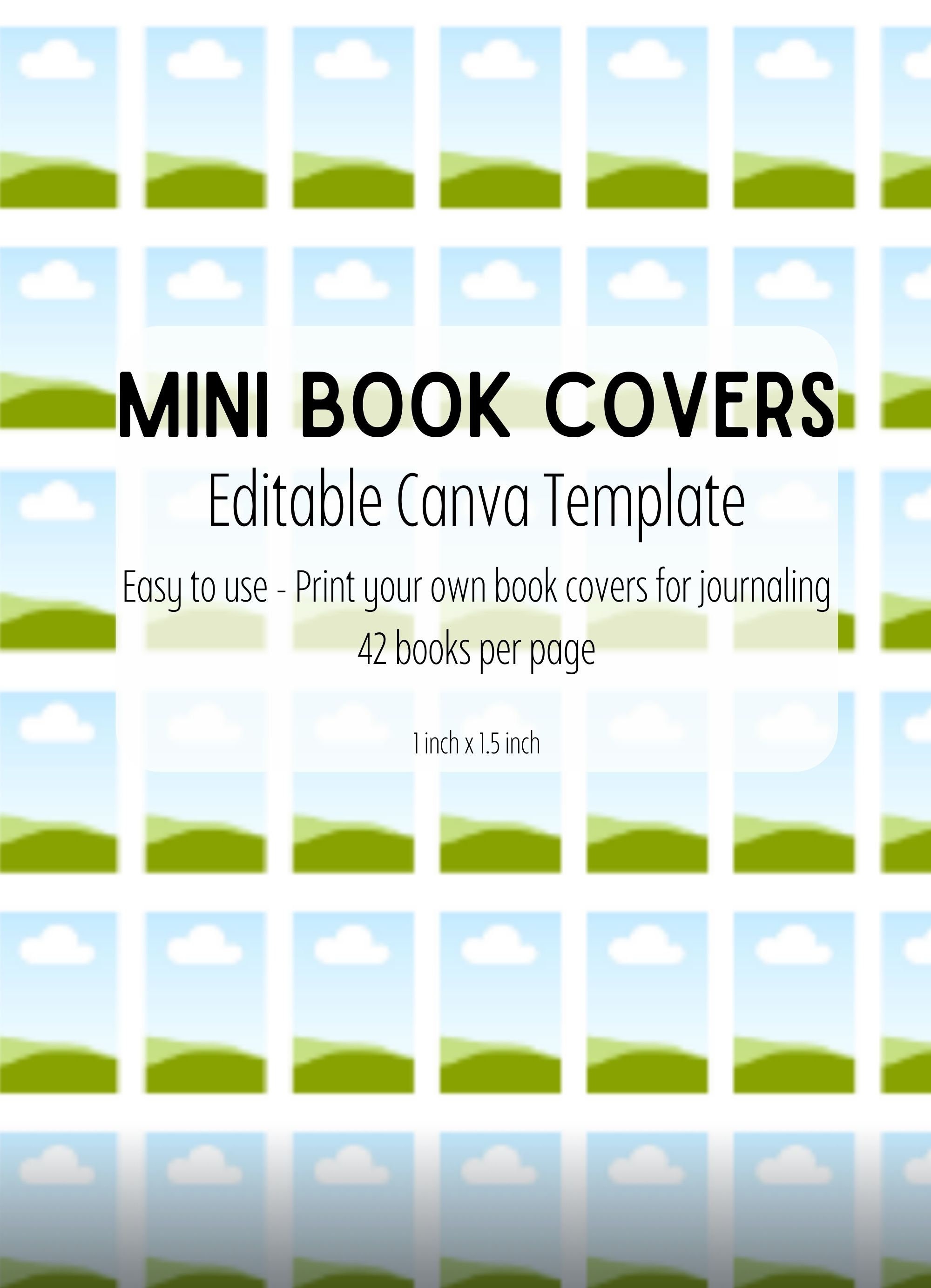Mini Book Cover Template Editable Canva File for Reading Journals Print ...