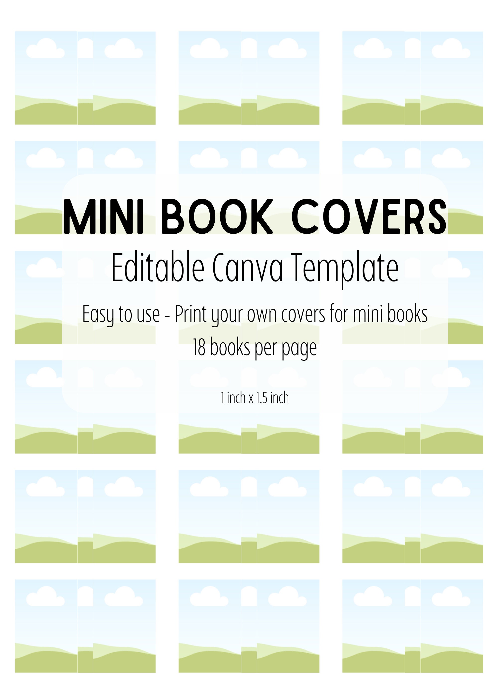 Mini-book Cover Template Editable Canva File for Book Cover Front, Back ...