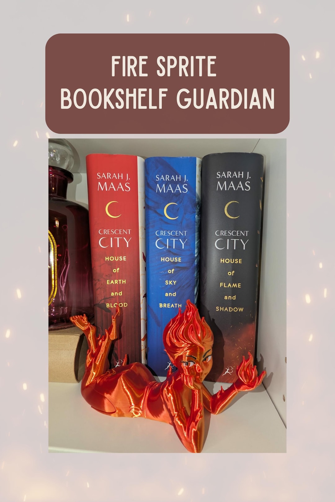 Fire Sprite Bookshelf Guardian | Whimsical Fantasy Shelf Sitter - Etsy