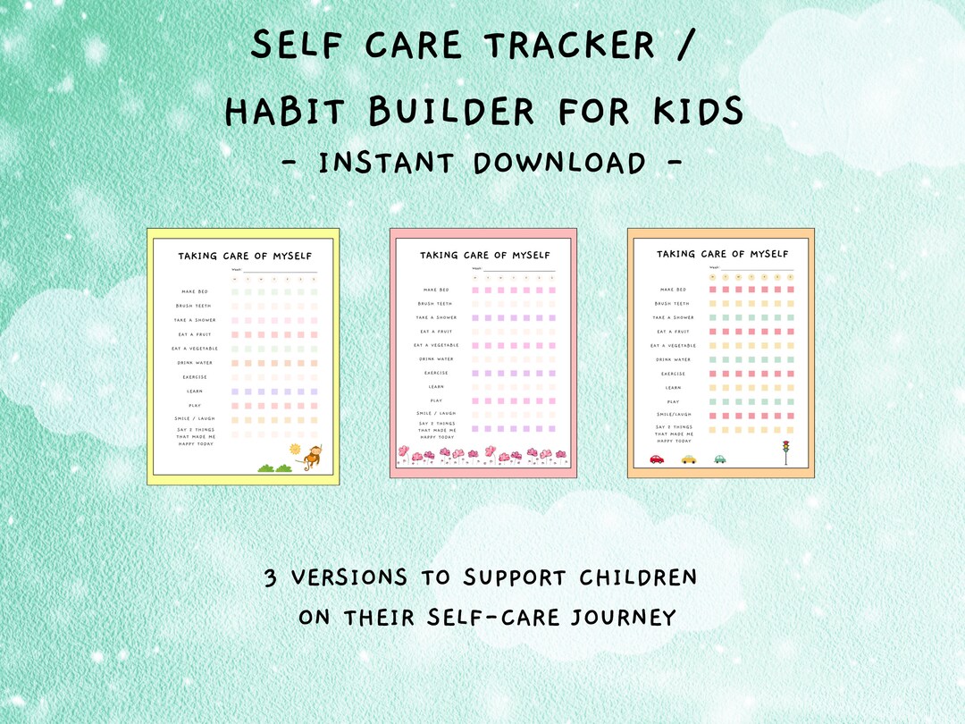 Kids Self Care Checklist, Habit Builder, Habit Tracker for Children ...