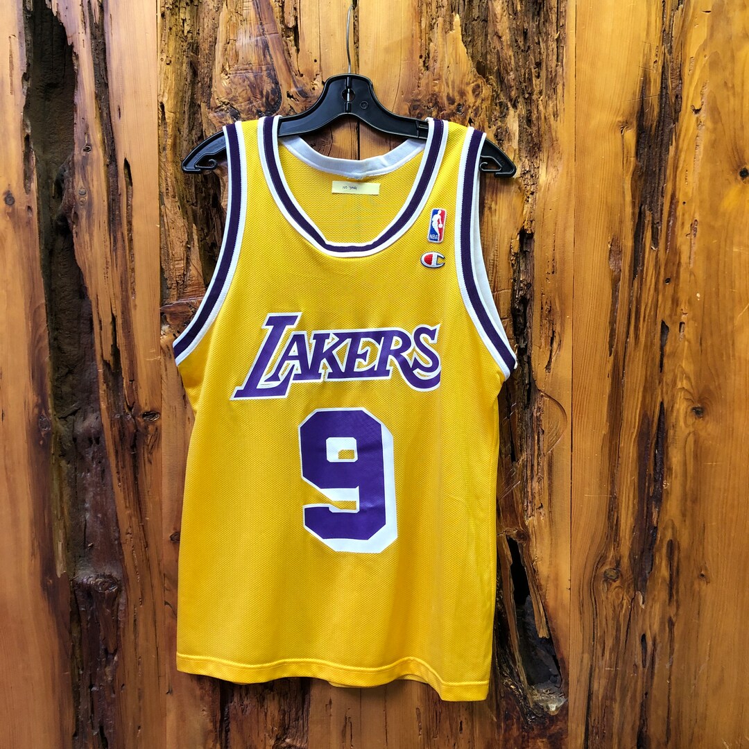 Vintage 90s Los Angeles La Lakers 9 Van Exel Champion Gold Jersey NBA ...